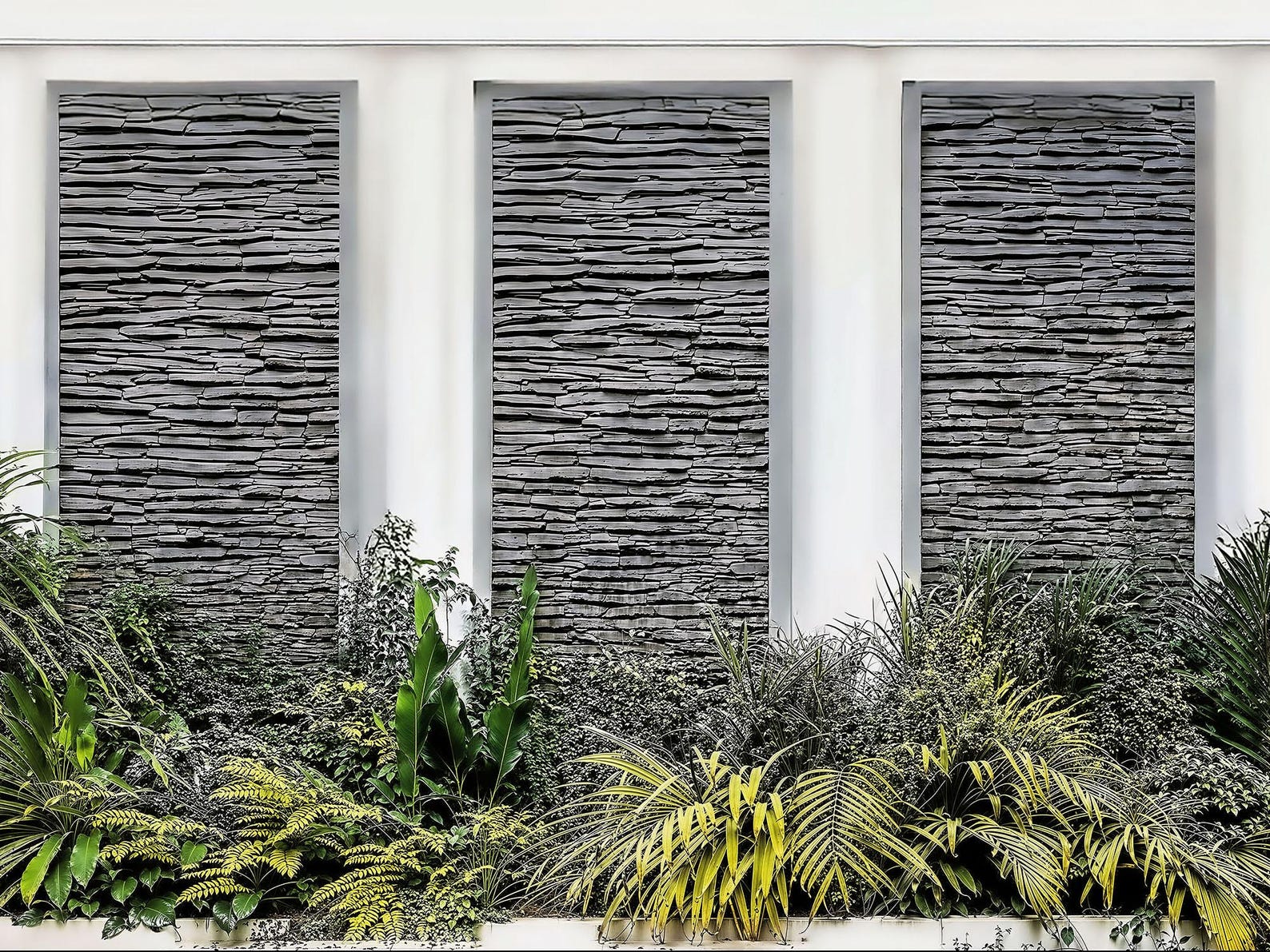 Contemporary Slate Stone Style Fence Curtain Panel or Balcony Privacy ...