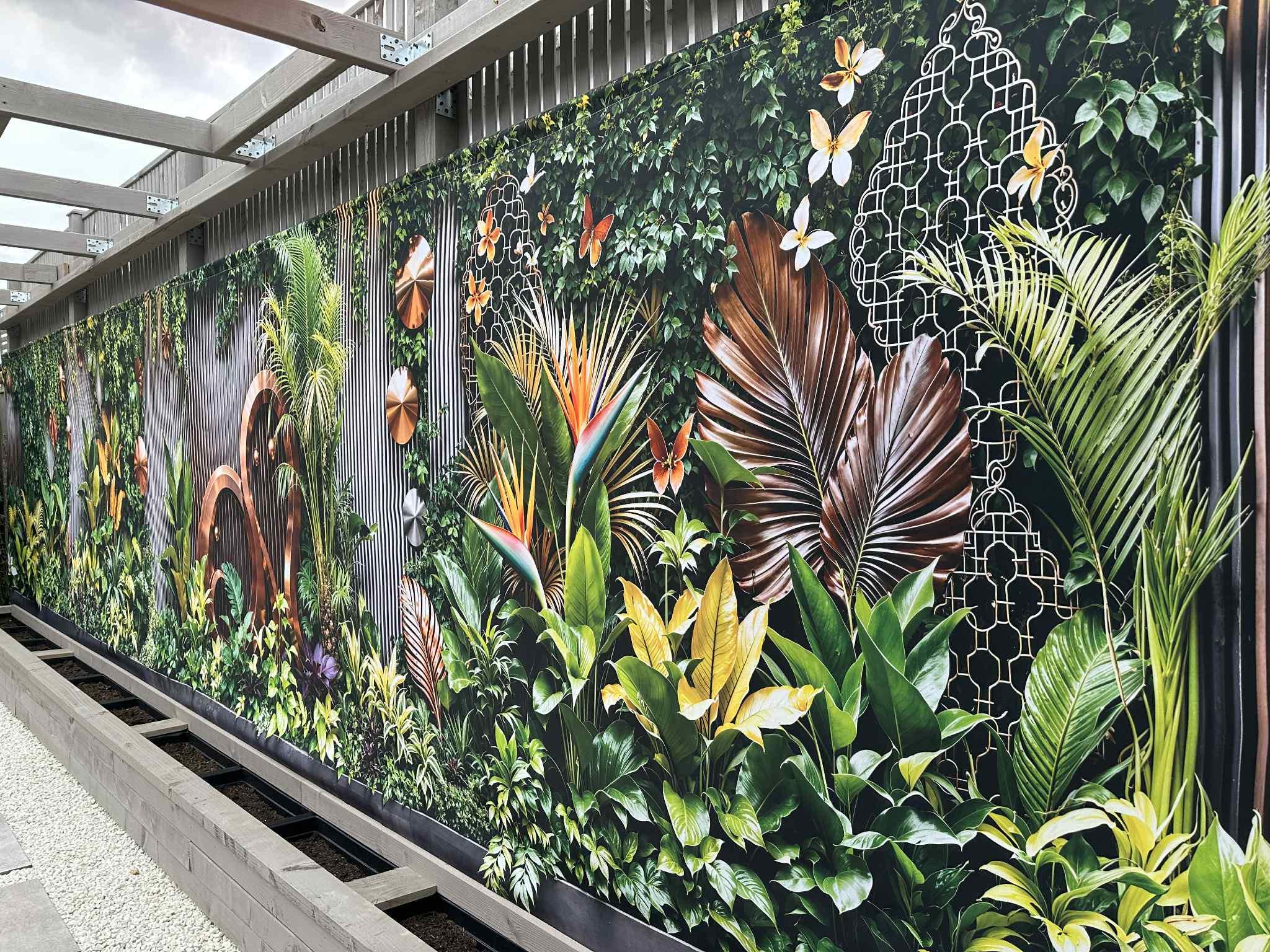Modern Tropical Oasis Garden Tapestry Mural Backdrop Curtain Fence ...