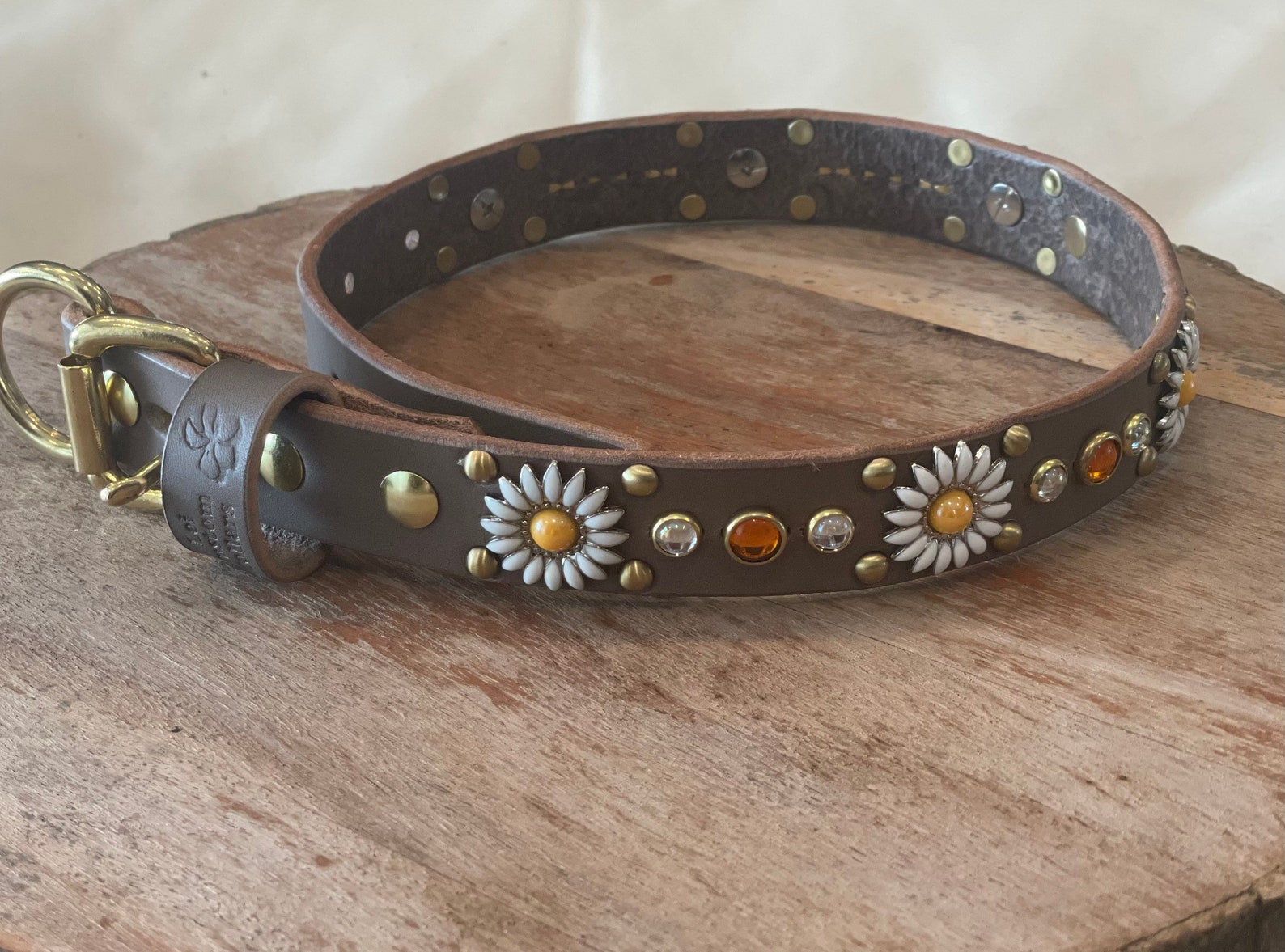 Daisy Collar Trendy Girly Leather Dog Collar Personalized - Etsy