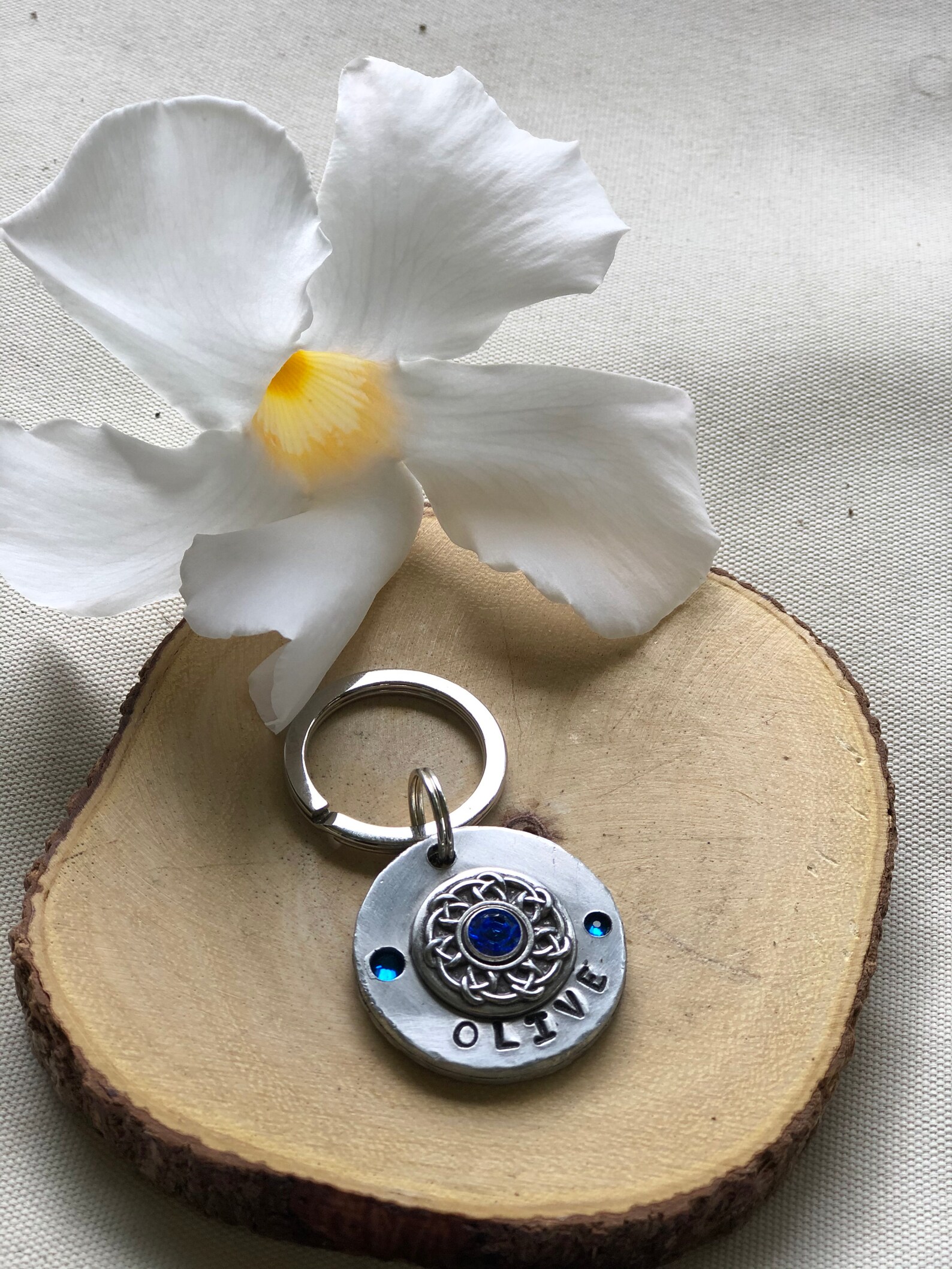 Custom Sapphire Swarovski Crystal Dog Tag, Personalized Pet ID - Etsy