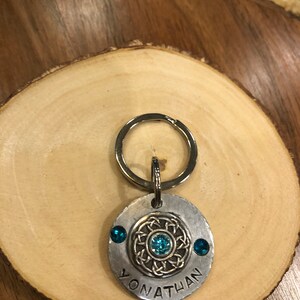 Dog Tag With Turquoise Swarovski, Handmade Dog ID, Large Personalized ...
