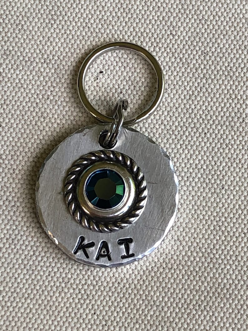 Swarovski Crystal Dog Tag – Hand Stamped Personalized Pet ID, Roped ...