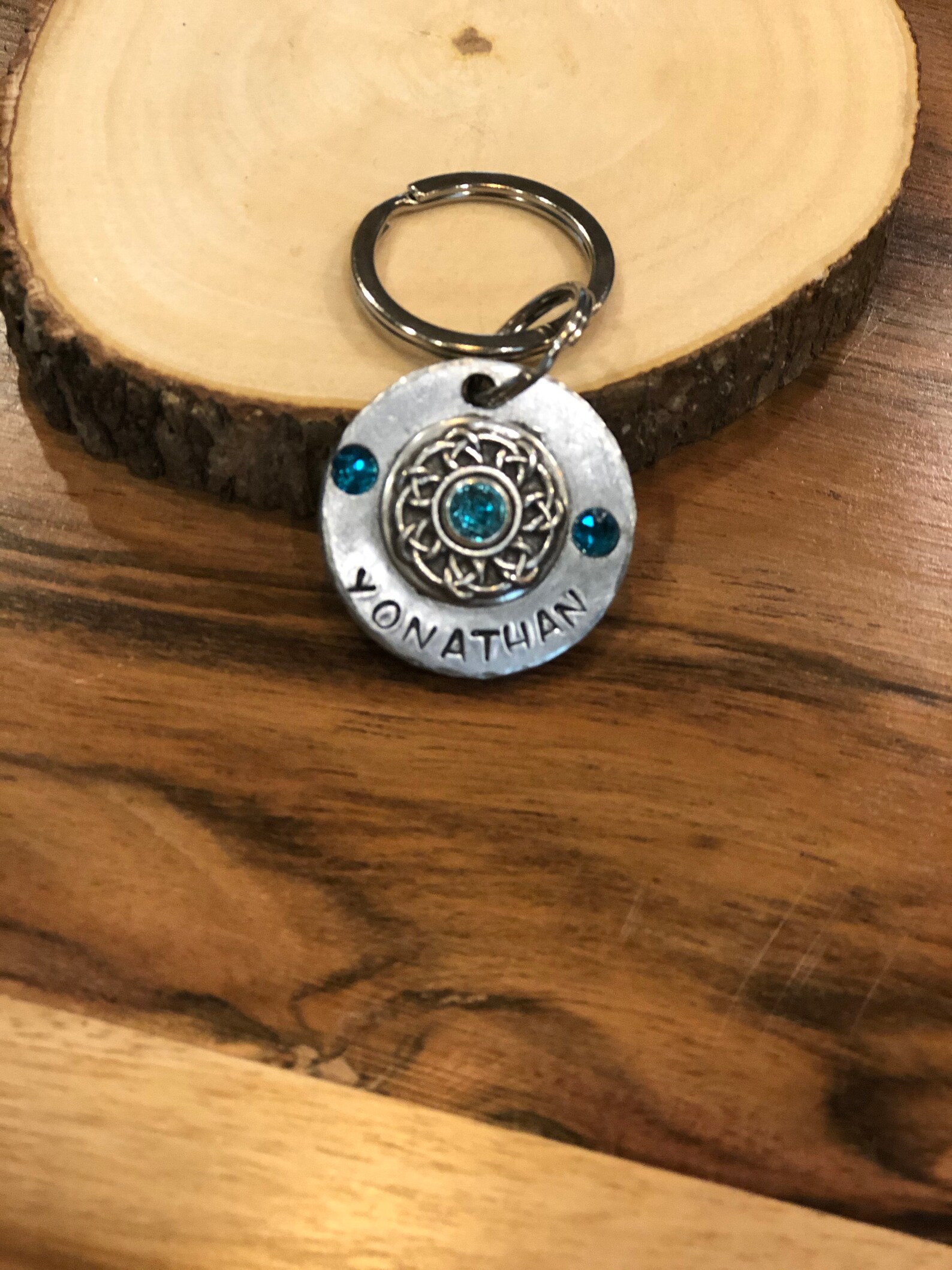Dog Tag With Turquoise Swarovski, Handmade Dog ID, Large Personalized ...