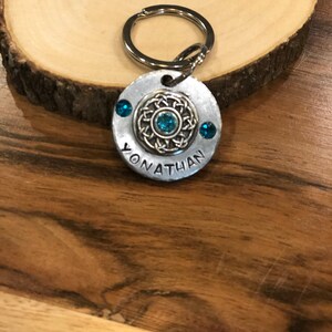 Dog Tag With Turquoise Swarovski, Handmade Dog ID, Large Personalized ...