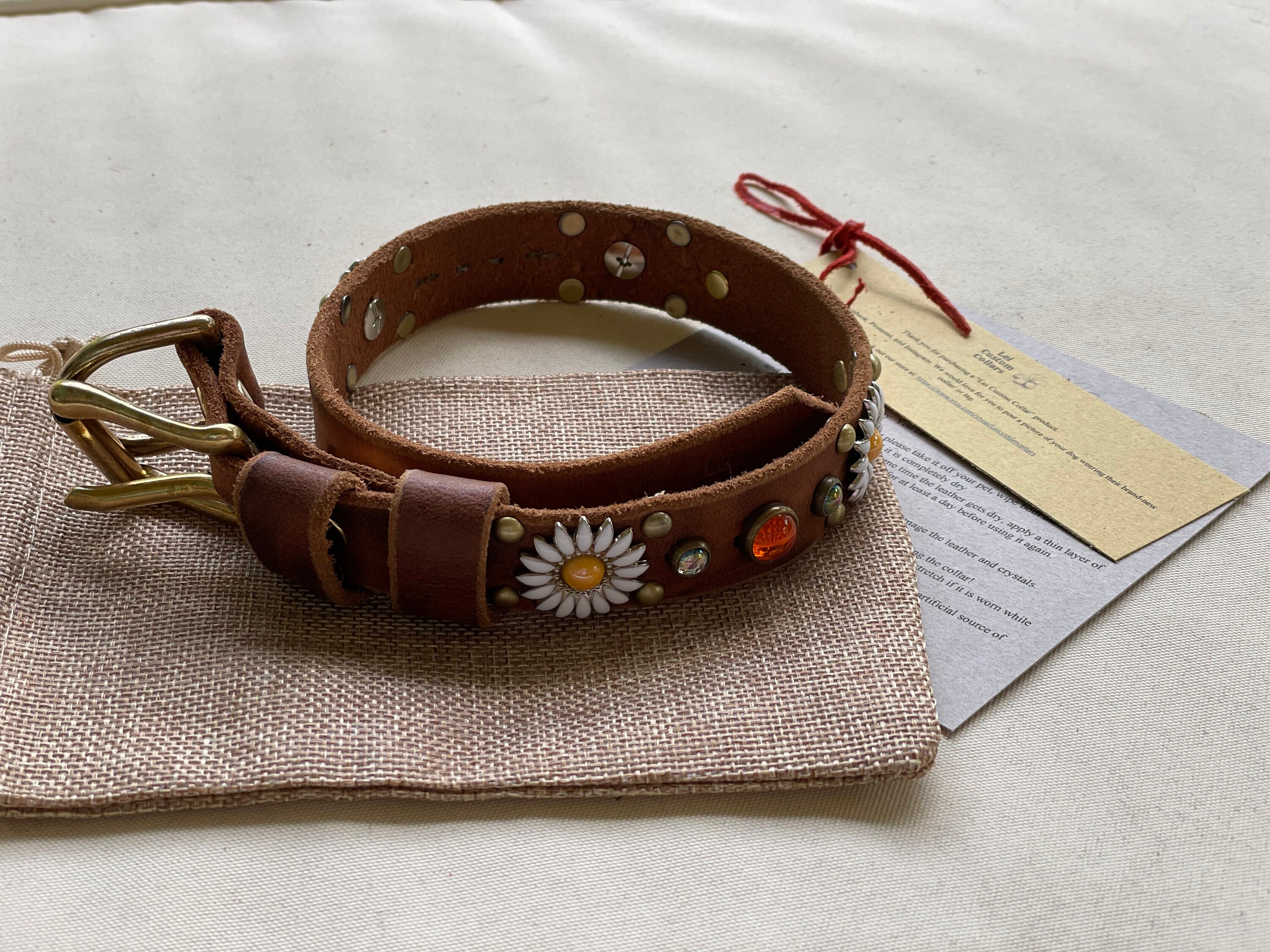 Daisy Collar Trendy Girly Leather Dog Collar Personalized | Etsy
