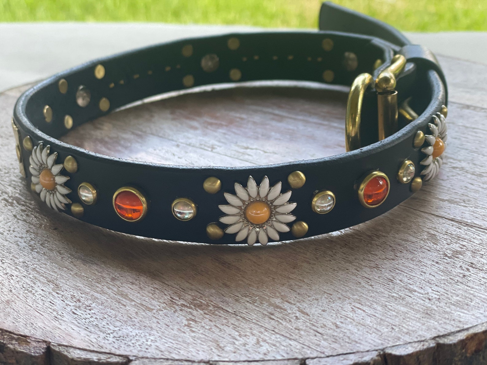 Daisy Collar Trendy Girly Leather Dog Collar Personalized - Etsy