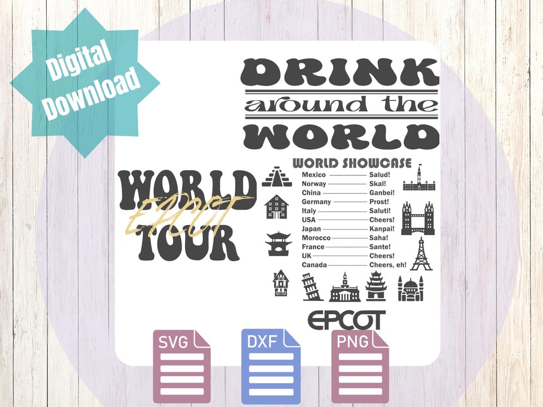 World Tour Drinking SVG | Travel Bar Crawl Cut File | Drink Around the ...