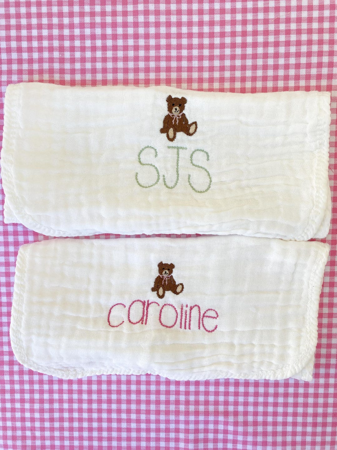 Teddy Bear With Name Burp Cloth, Burping Cloth, Muslin Burp Cloth - Etsy