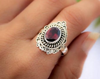Garnet ring | Etsy