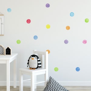 Watercolor Rainbow Polka Dot Wall Decals Bright and Colorful | Etsy