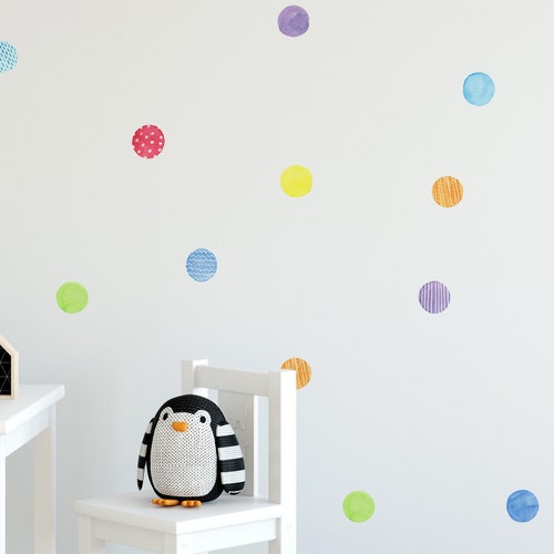 Watercolor Rainbow Polka Dot Wall Decals Bright and Colorful - Etsy