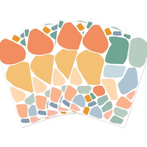 Pastel Terrazzo Wall Decals, Abstract Fabric Wall Stickers, Modern Wall ...