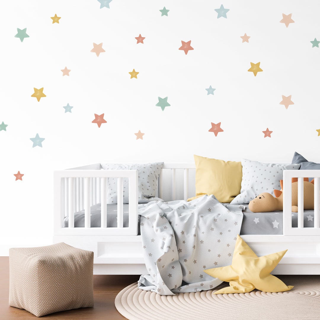 Faded Rainbow Stars Wall Decals, Kids Room Wall Stickers, Nursery Wall ...