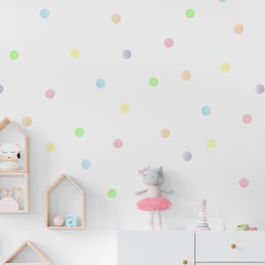 Rainbow Polka Dot Wall Decals, Pastel Girl Room Stickers, Rainbow Color ...