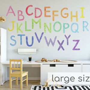 Watercolor ABC Wall Decals, Uppercase Letters Fabric Wall Stickers ...