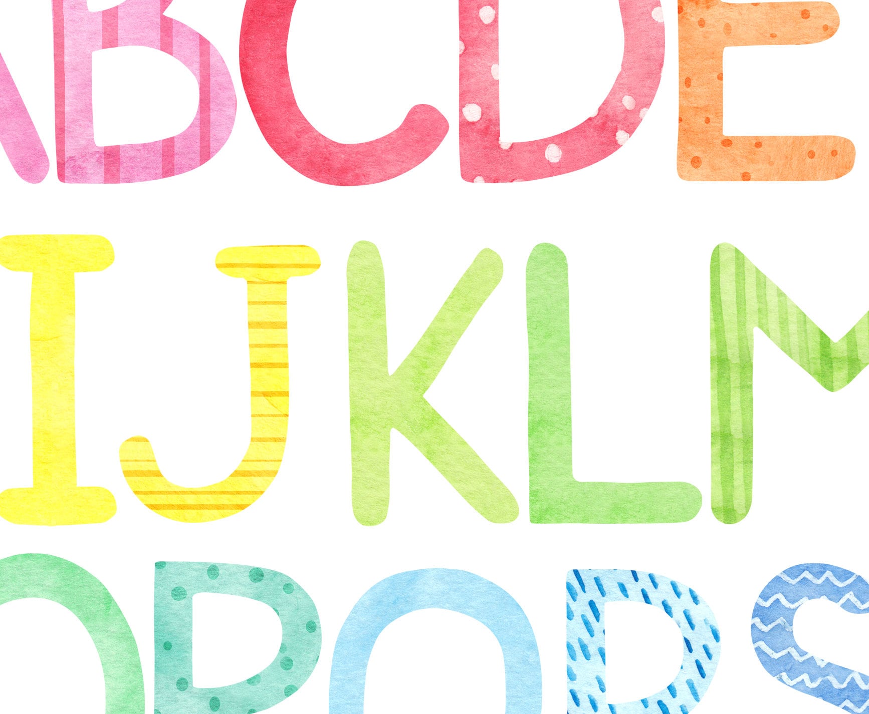 Watercolor ABC Wall Decals Uppercase Letters Fabric Wall | Etsy