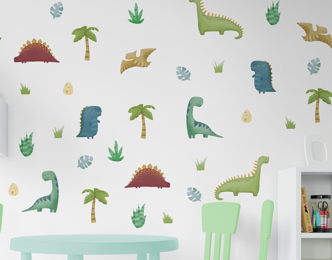 Cute Dinosaur Wall Decals for Kids Room, Dino Playroom Fabric Wall ...