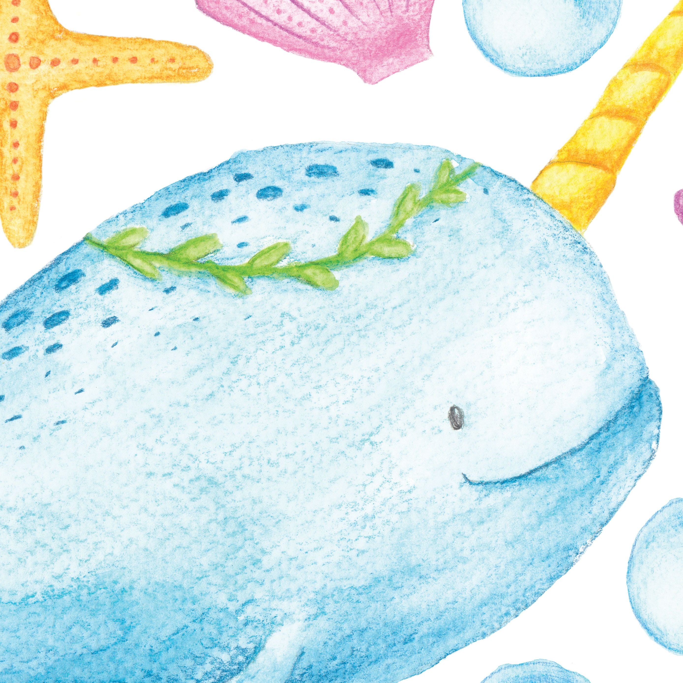 Colorful Narwhal Wall Decals for Kids Room, Whimsical Sea Life Wall ...
