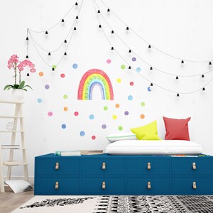 Watercolor Rainbow and Polka Dots Wall Decals, Bright Kids Room ...