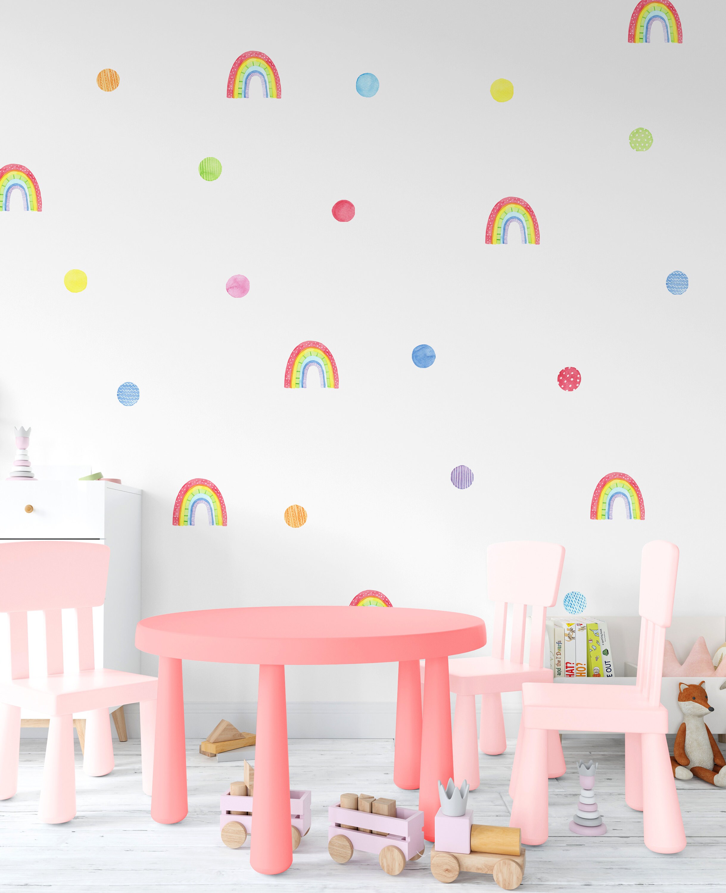 Watercolor Rainbow Polka Dot Wall Decals, Bright and Colorful Wall ...
