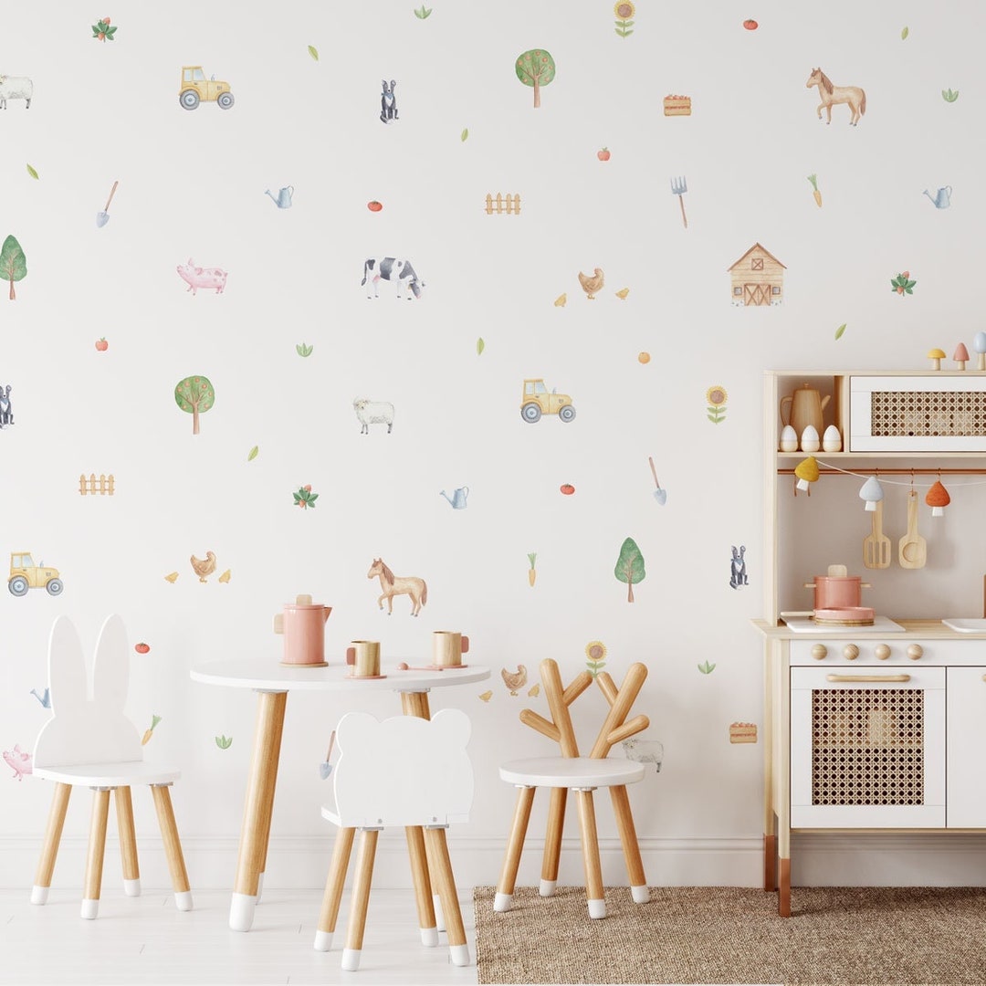 Farm Animals Wall Stickers, Small Countryside Wall Decals, Kids Room ...