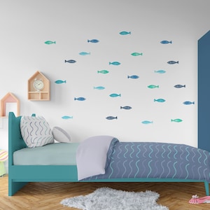 Fish Wall Decals, Blue Underwater Kids Room Stickers, Nautical Nursery ...