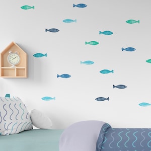 Fish Wall Decals, Blue Underwater Kids Room Stickers, Nautical Nursery ...