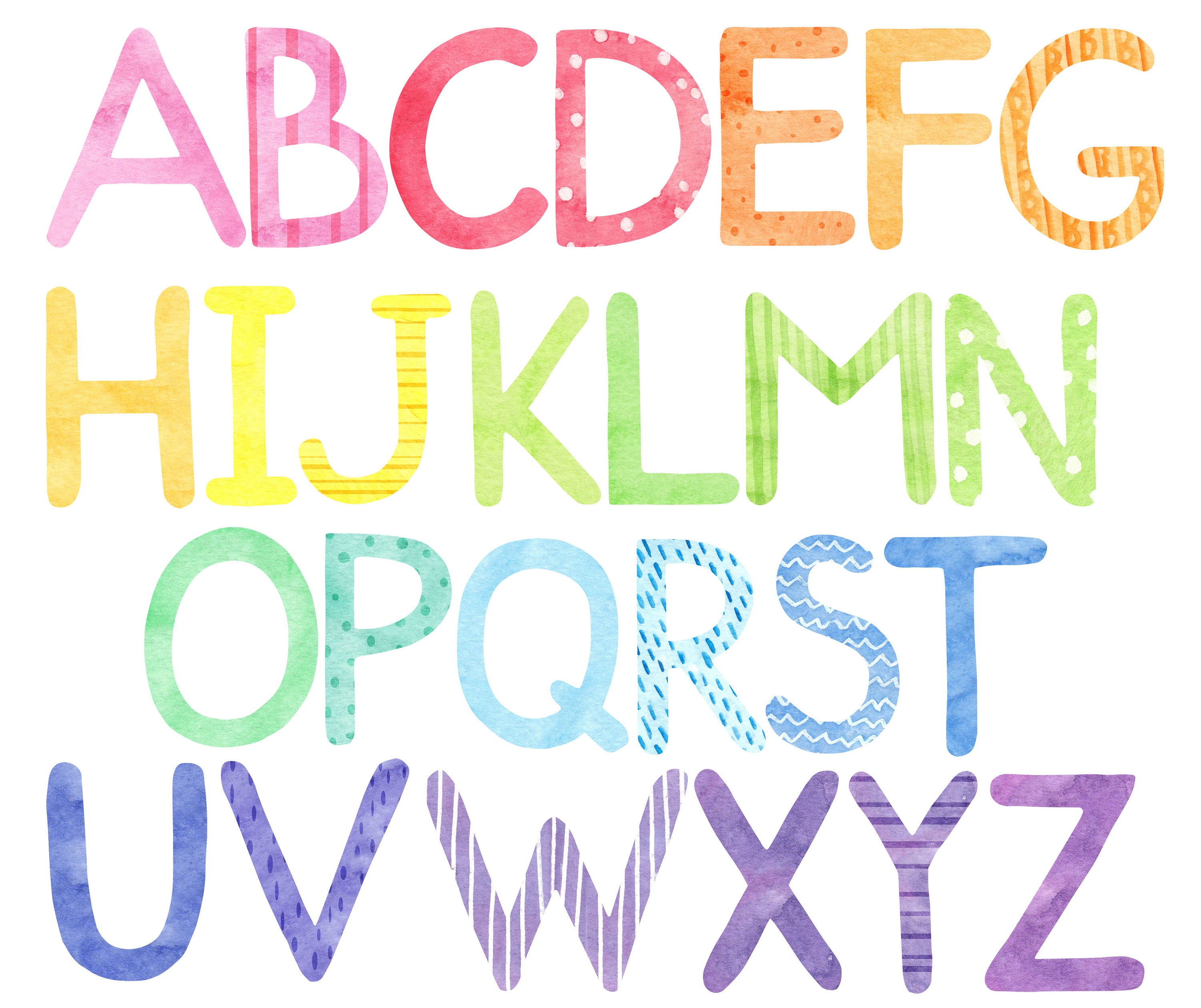 Watercolor ABC Wall Decals Uppercase Letters Fabric Wall | Etsy
