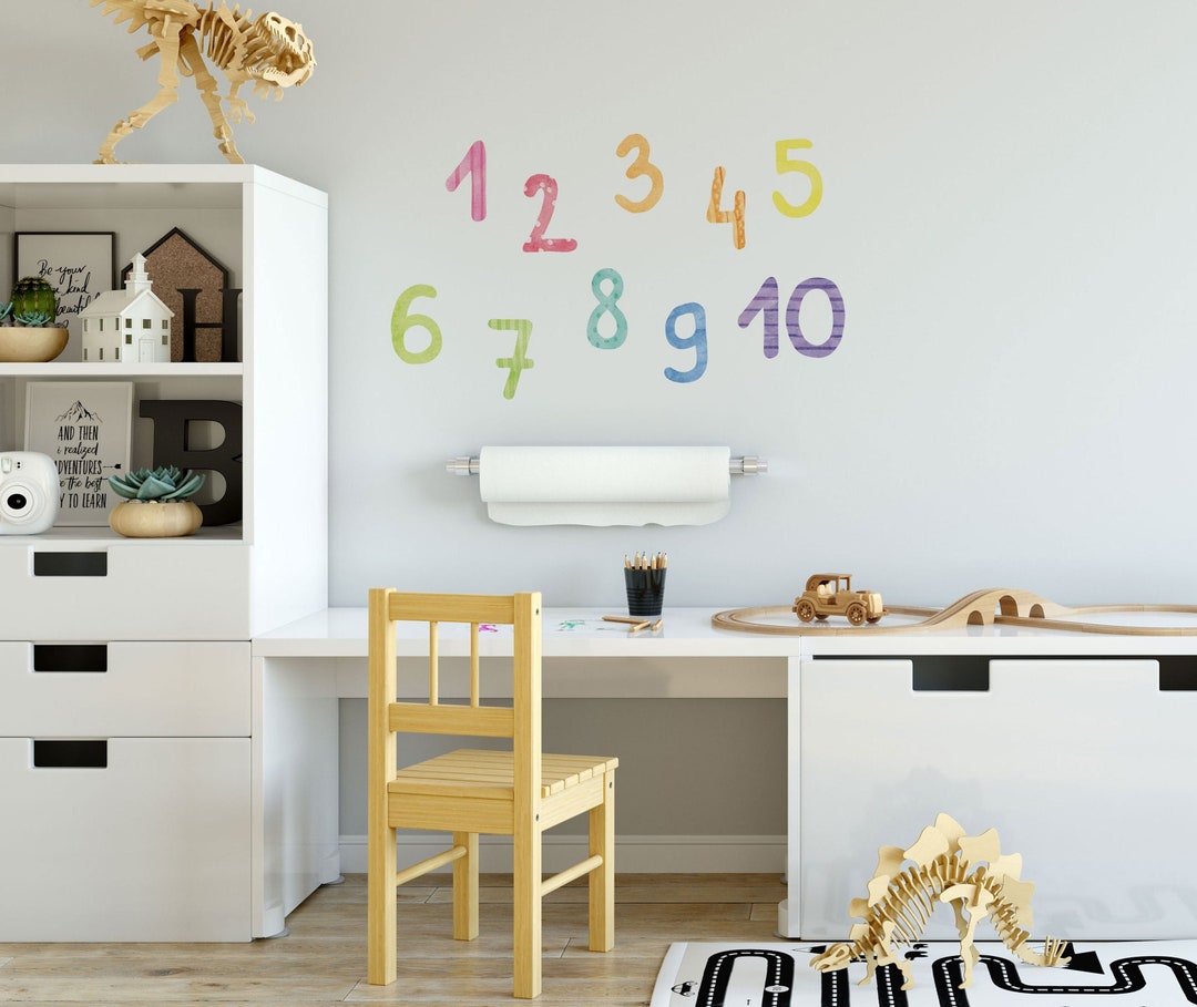 Watercolor Numbers Wall Decals, Digits 1 to 20 Fabric Wall Stickers ...
