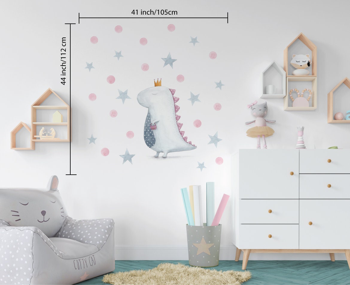 Dragon Wall Decal Girl Room Stickers Whimsical Nursery | Etsy