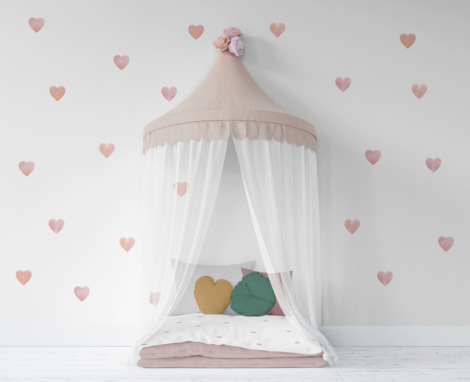 Blush Pink Heart Wall Decals Girl Room Wall Stickers Nursery - Etsy