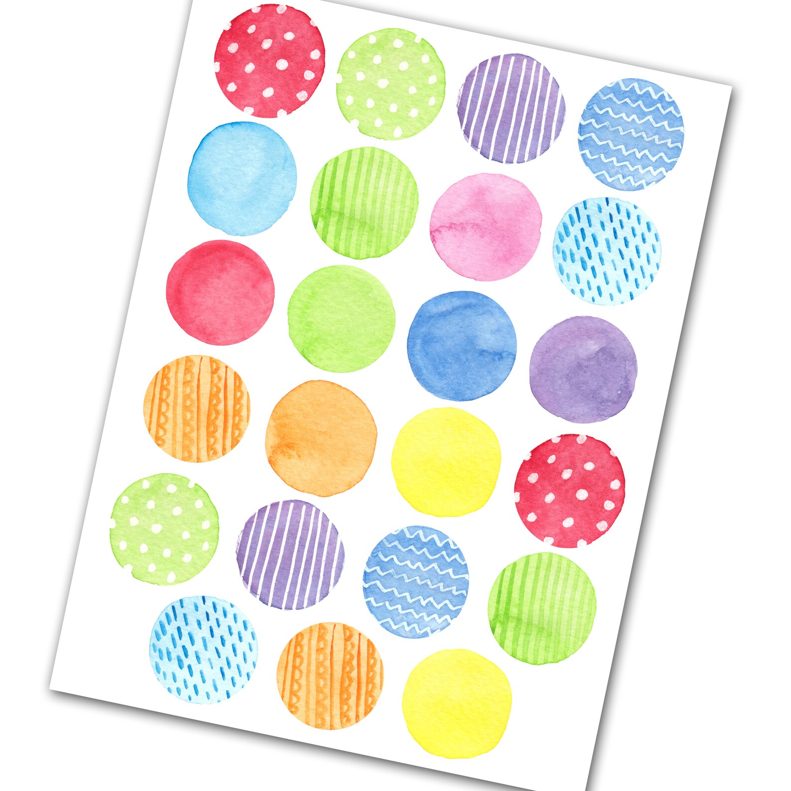 Watercolor Rainbow Polka Dot Wall Decals, Bright and Colorful Wall ...