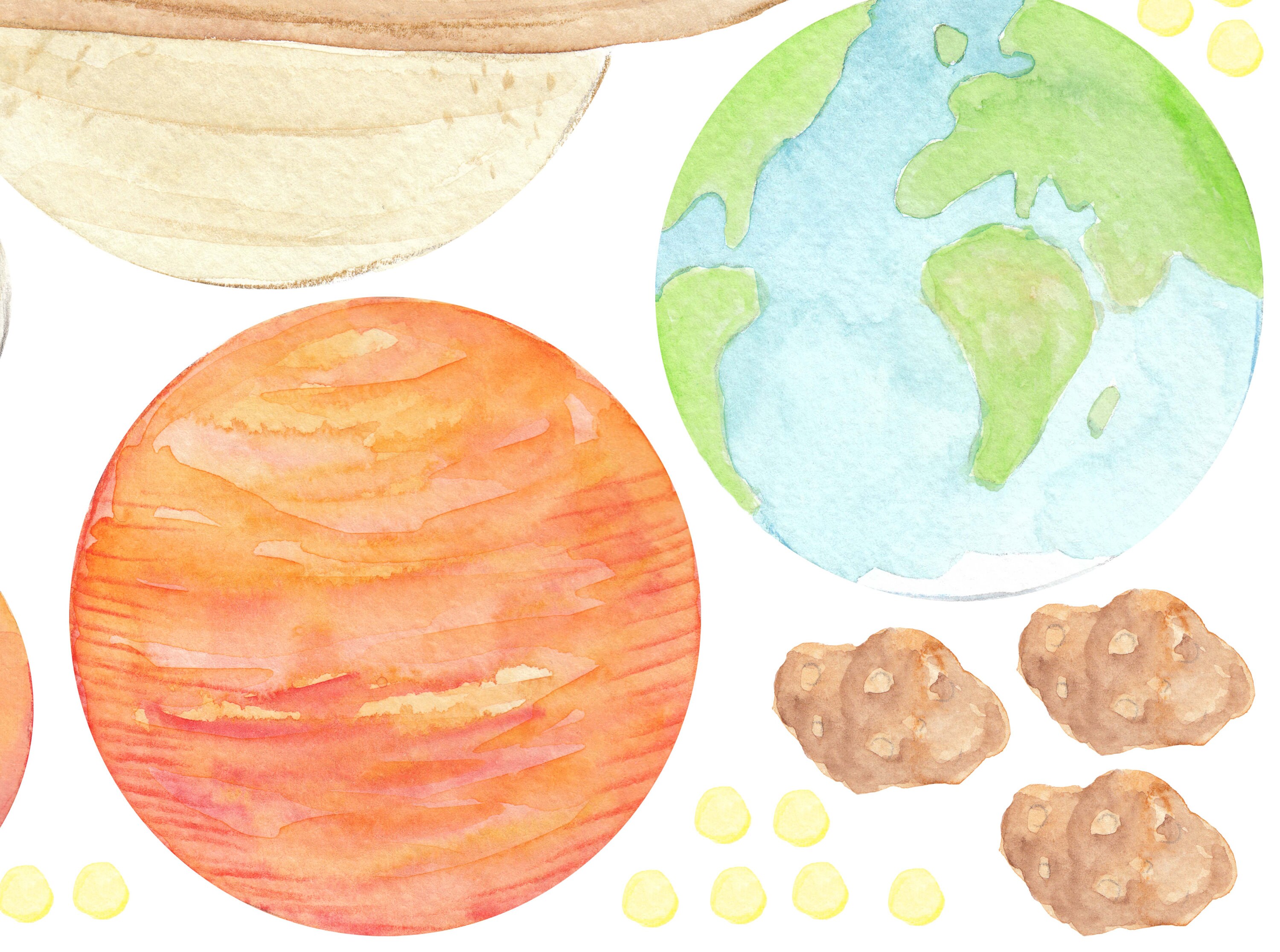 Solar System Wall Decals, Watercolor Planets Wall Stickers, Space ...