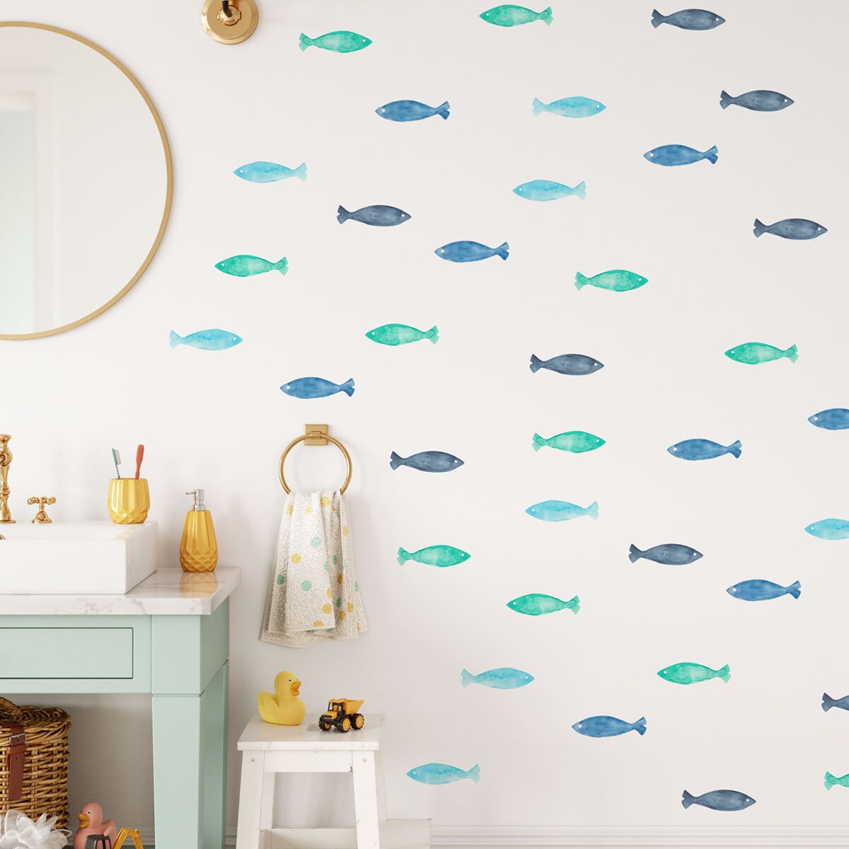 Fish Wall Decals, Blue Underwater Kids Room Stickers, Nautical Nursery ...