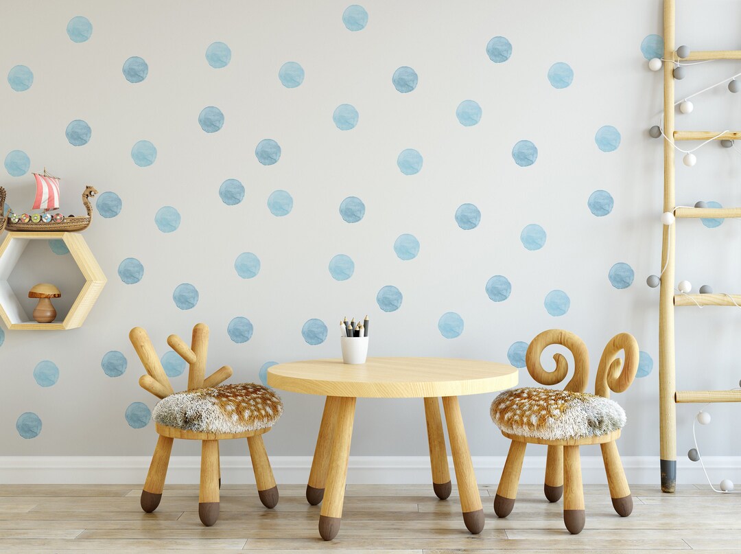 Light Blue Watercolor Polka Dots Wall Decals, Confetti Wall Stickers ...