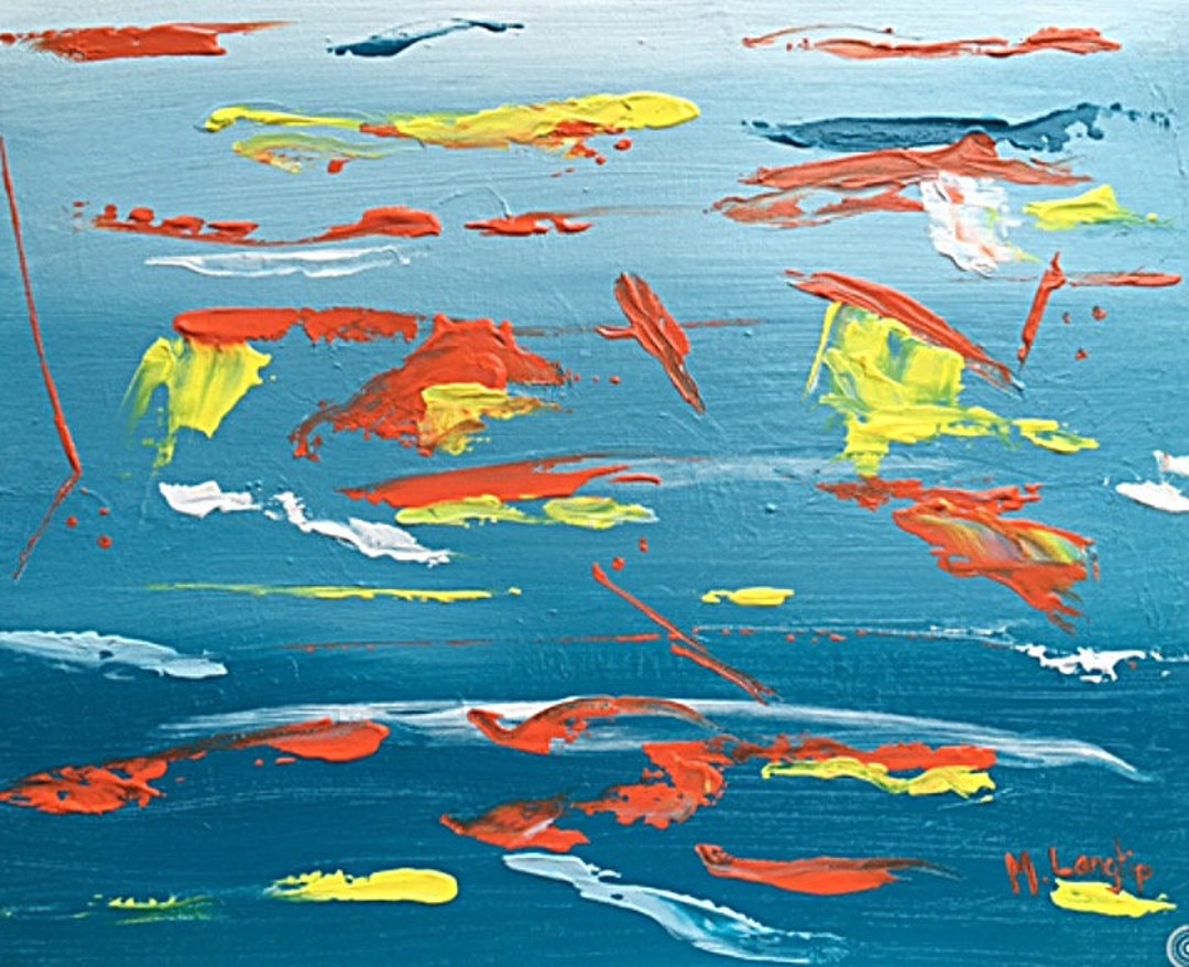 Koi Pond, Abstract Art, Acrylic Painting, Original, Australian Artist ...