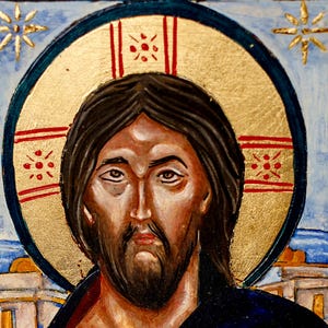 Hand-painted Christ Pantocrator Icon: Sinai Style, Gold Leaf - Etsy