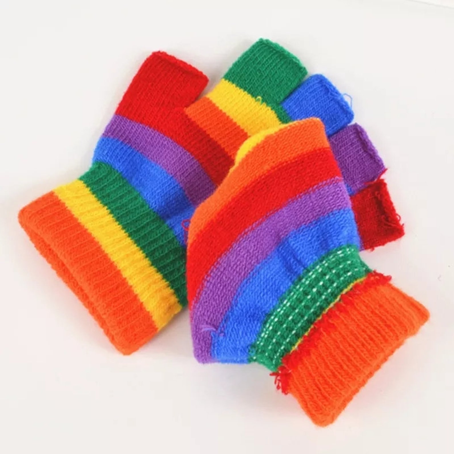 Women's Rainbow Striped Cashmere Winter Scarf Knitted Knitted Warm Soft ...