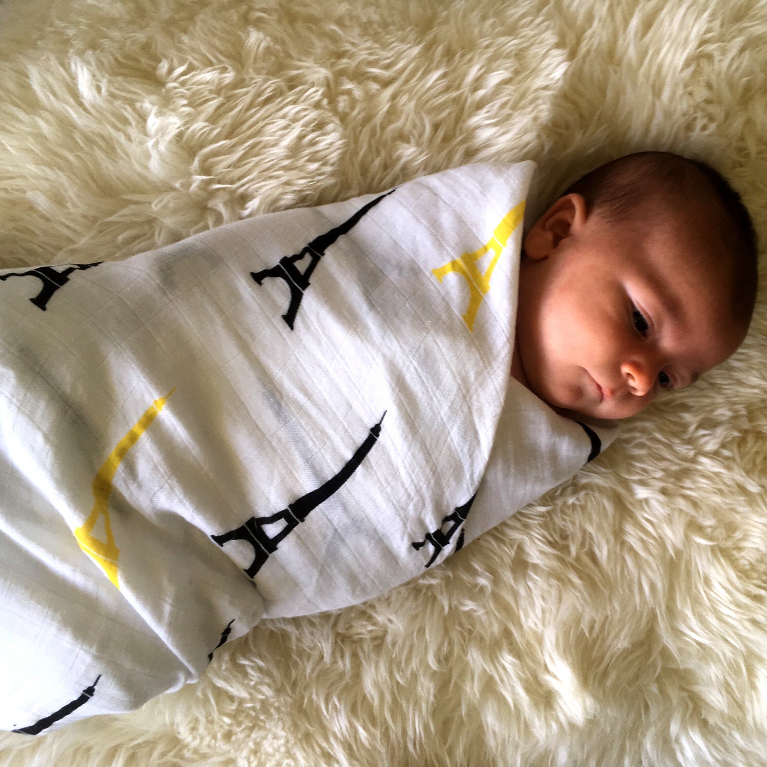 French Baby Muslin, Bamboo and Cotton Muslin Swaddle, Eiffel Tower ...