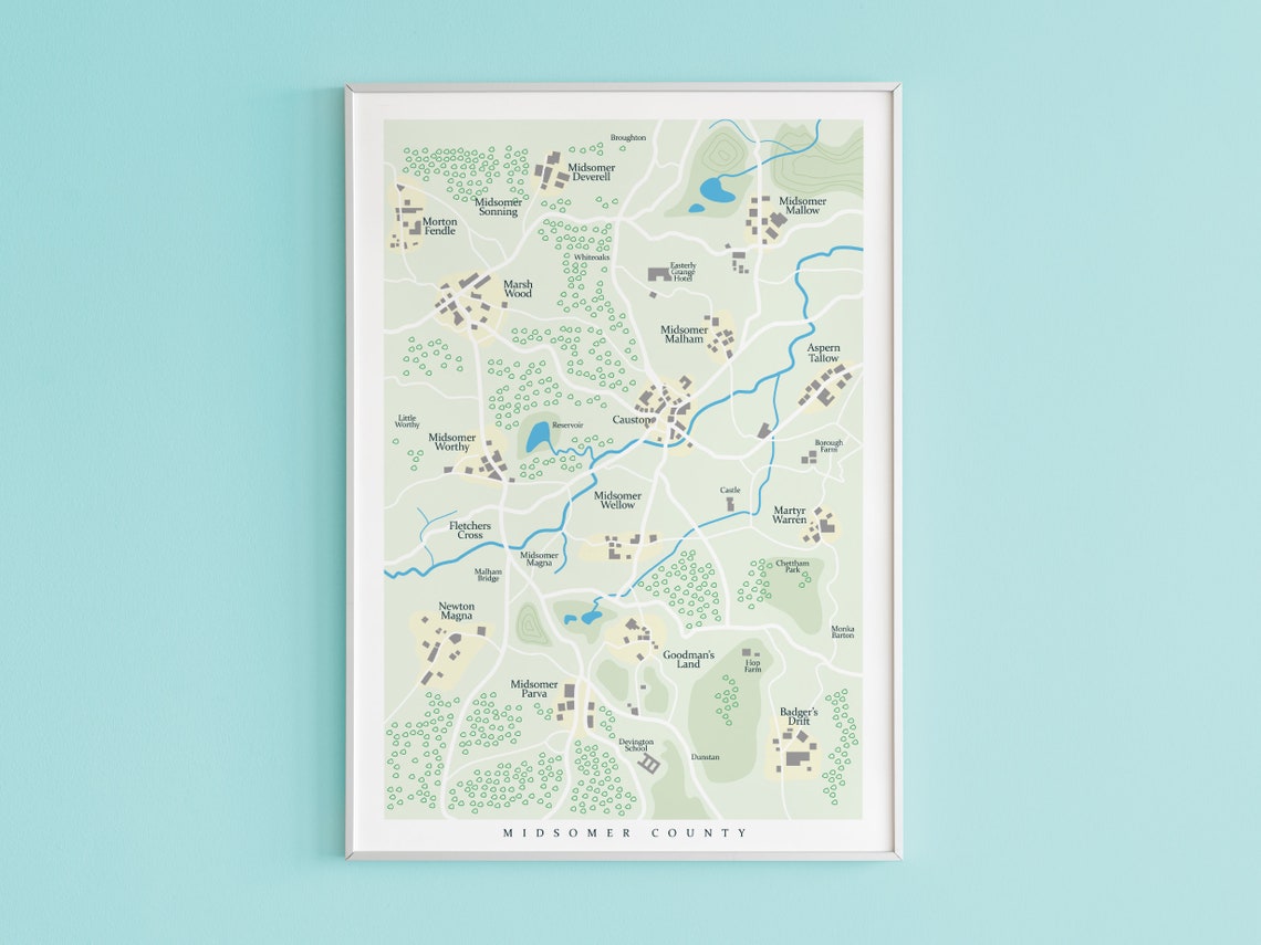 Midsomer Murders Locations Map Poster High Quality Print - Etsy UK