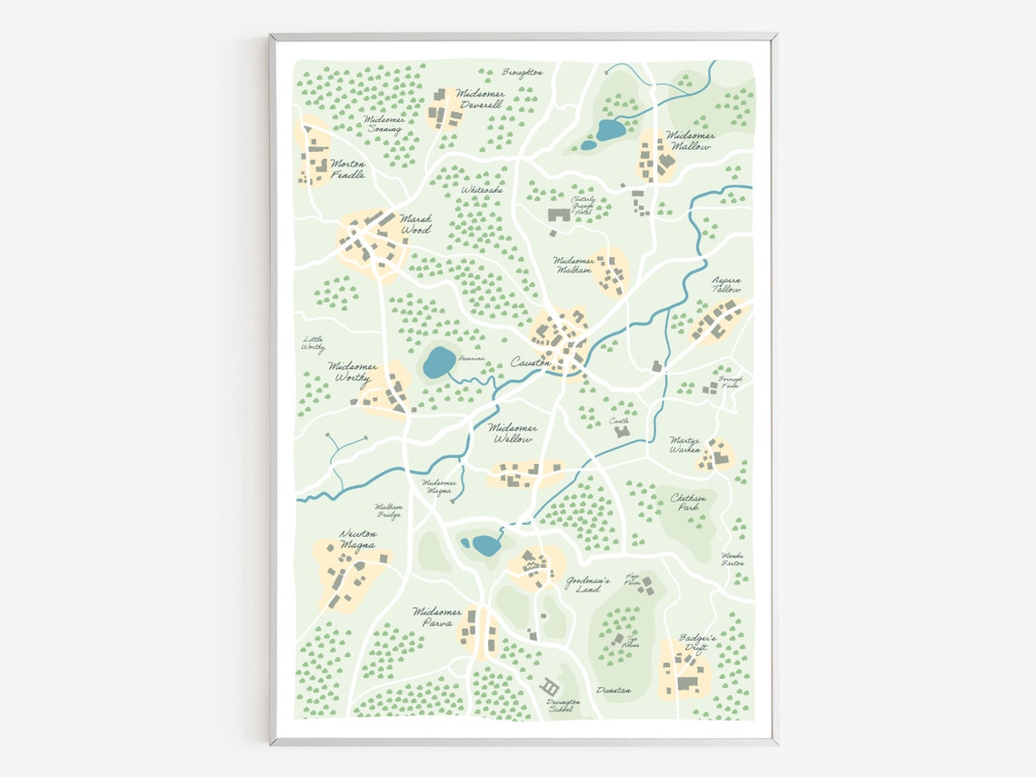 Midsomer Murders Locations Map Poster High Quality Print - Etsy UK