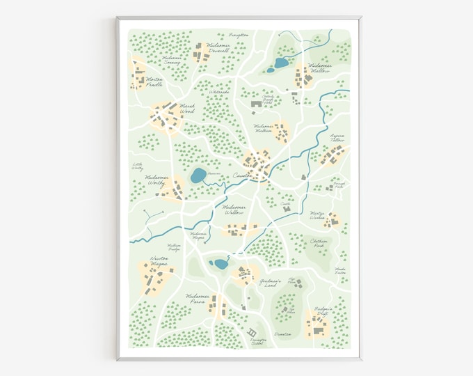 Midsomer Murders Locations Map Poster High Quality Print Custom Sizes ...