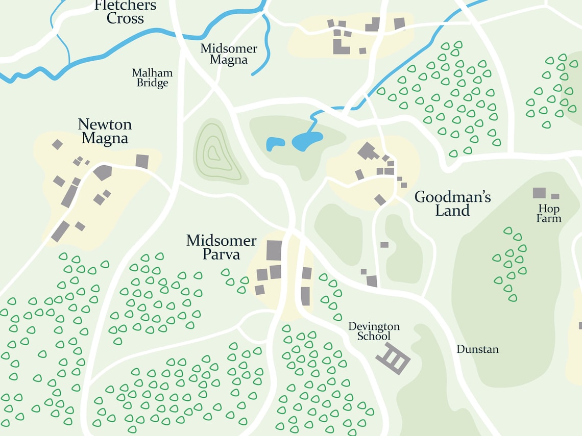 Midsomer Murders Locations Map Poster High Quality Print - Etsy UK