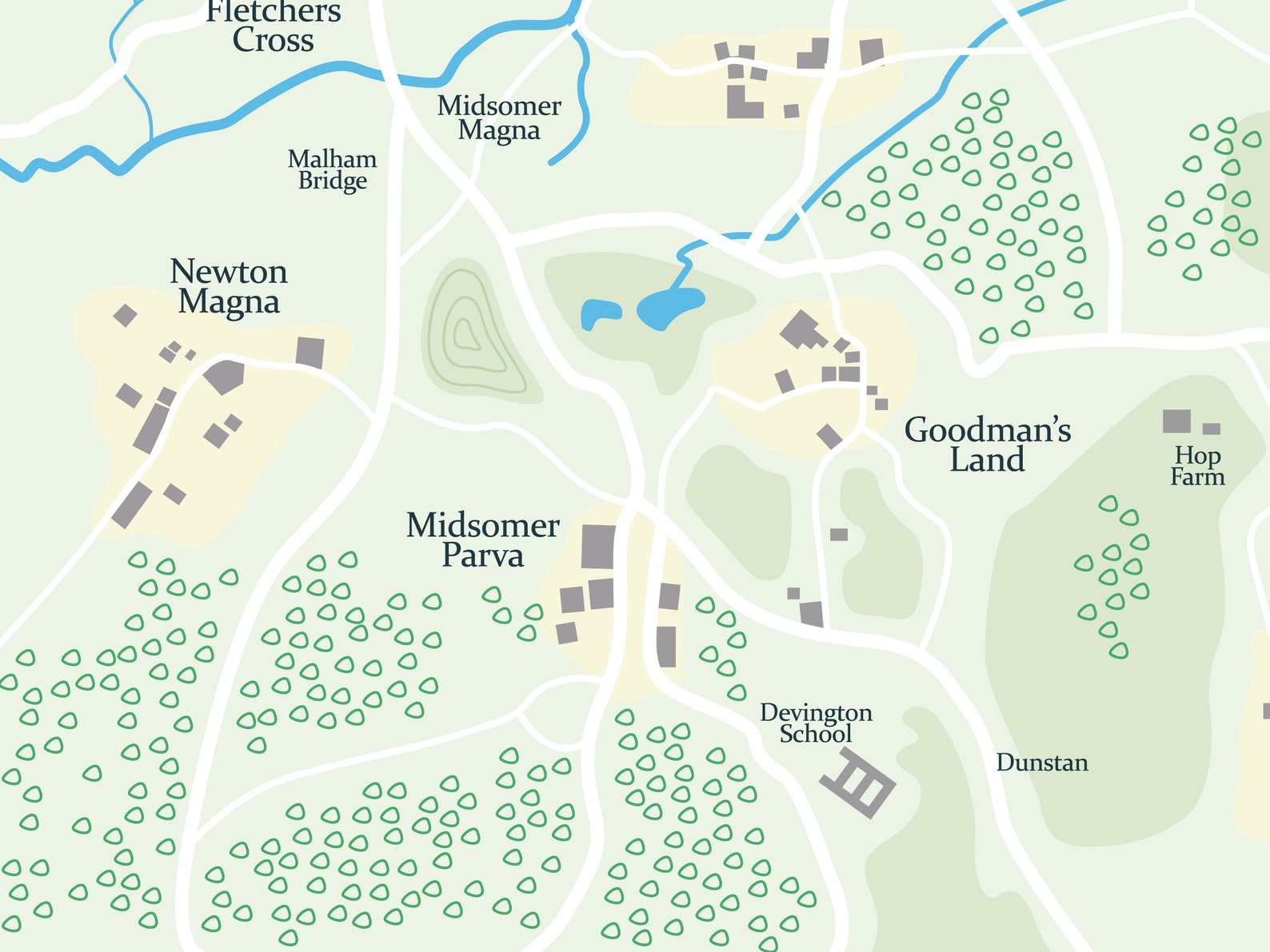 Midsomer Murders Locations Map Poster High Quality Print | Etsy
