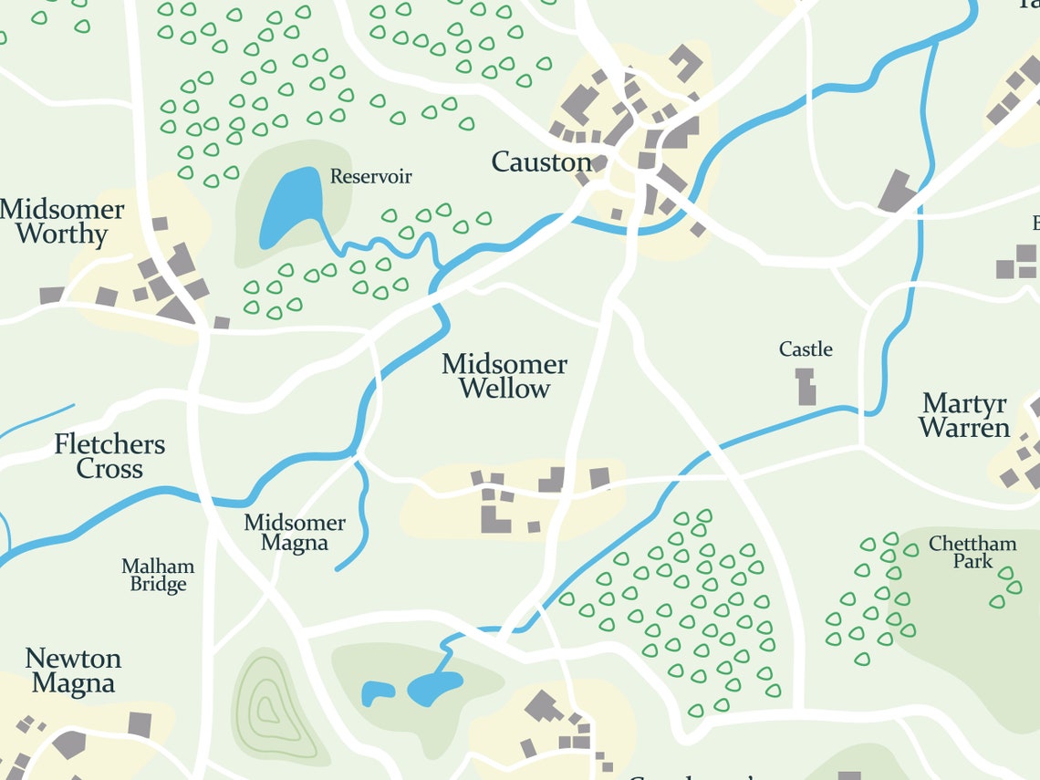 Midsomer Murders Locations Map Poster High Quality Print - Etsy UK