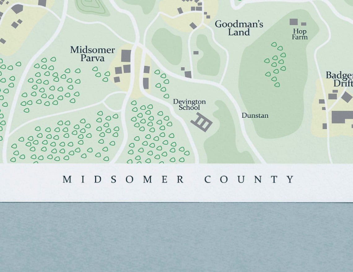 Midsomer Murders Locations Map Poster High Quality Print | Etsy