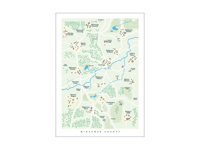 Midsomer Murders Locations Map Greetings Card A5 350gsm - Etsy UK