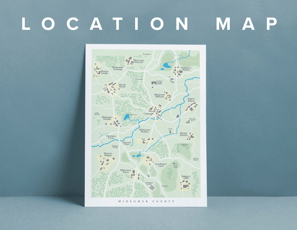 Midsomer Murders Locations Map Poster High Quality Print | Etsy