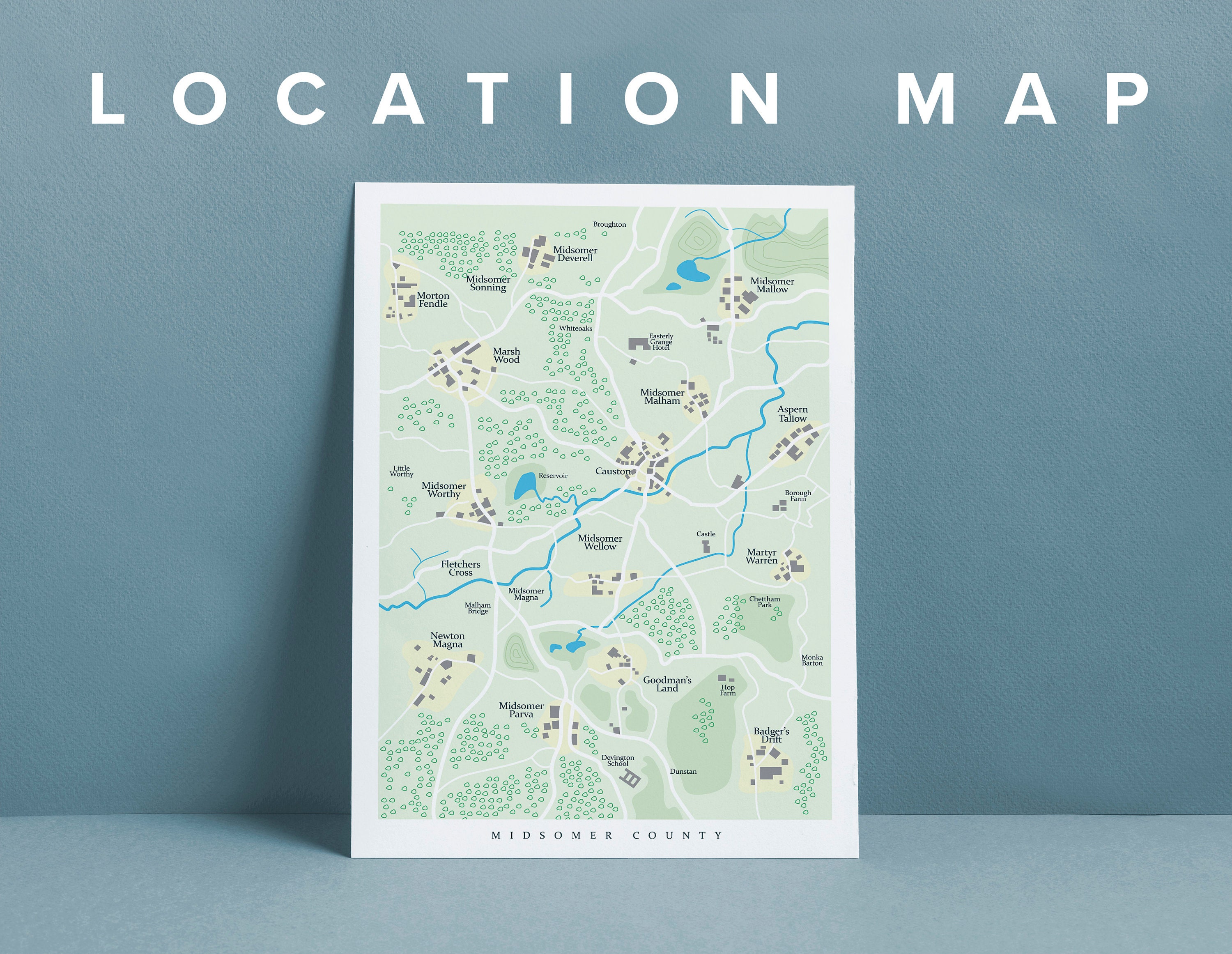 Midsomer Murders Locations Map Poster High Quality Print | Etsy