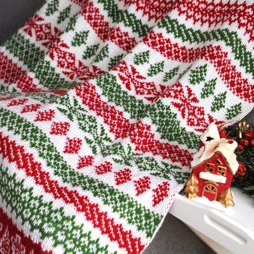 PATTERN Christmas Blanket Knitting Double Knitting Fair Isle - Etsy UK